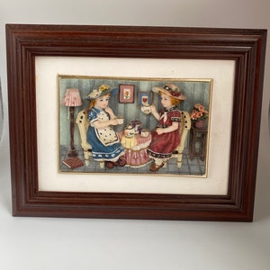Hand Painted 3D Art Frame by A. Richard Corporation, Tea Party Art ...