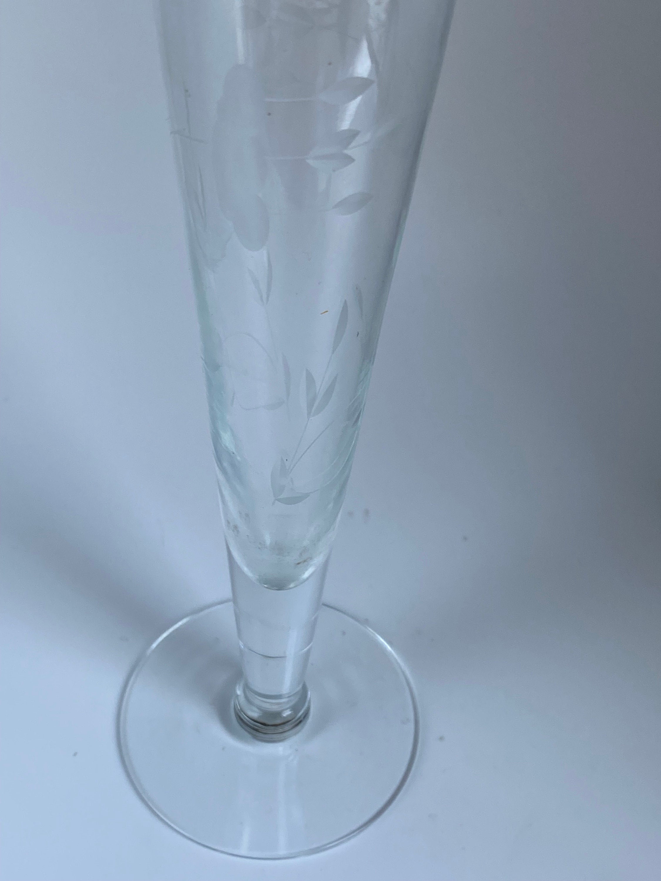 Princess House Etched Crystal Glass Ruffled Top Bud Floral Bud Vase, 10 ...