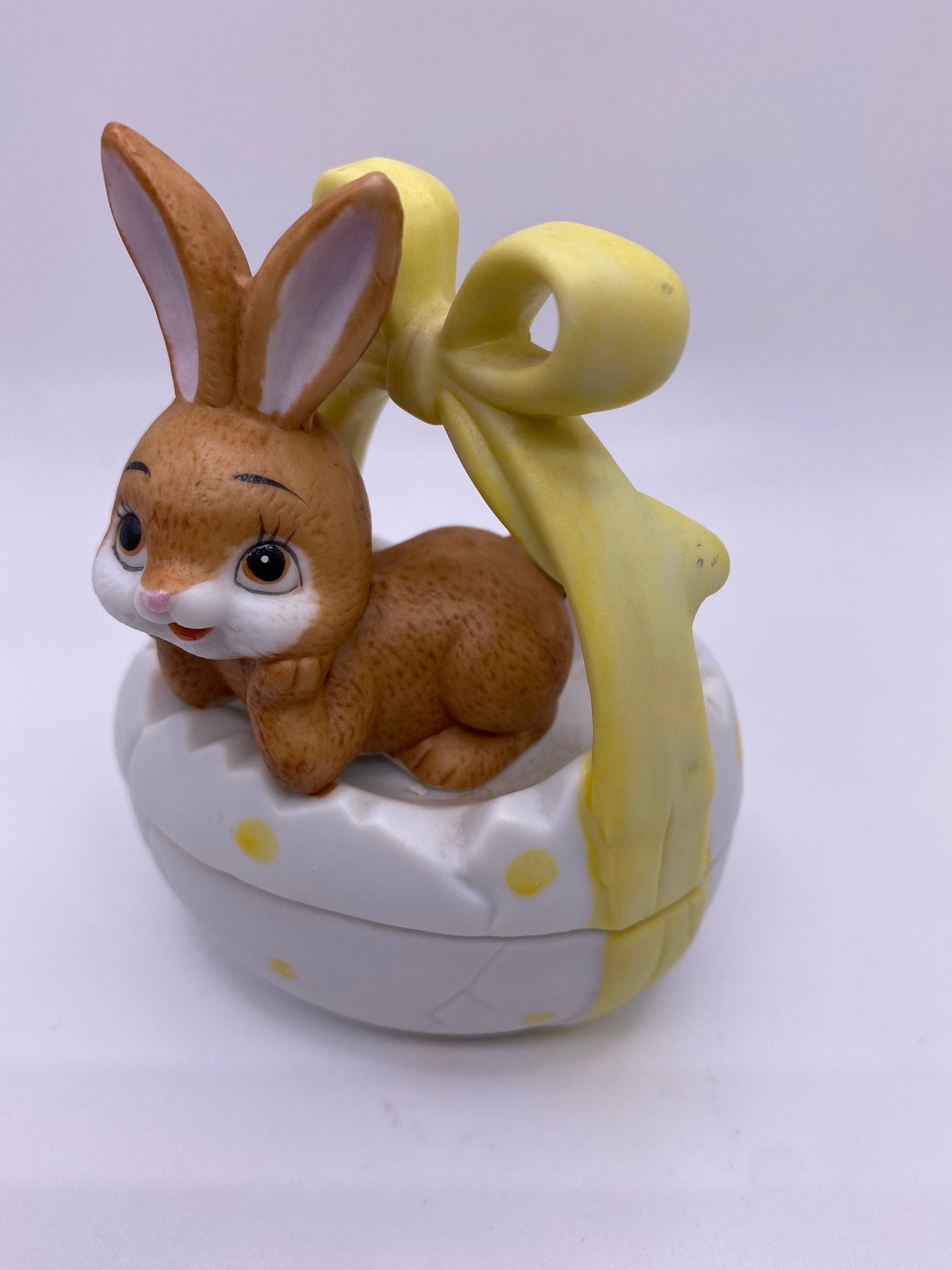 Lefton China Easter Bunny on an Egg Trinket Dish Hand-painted - Etsy