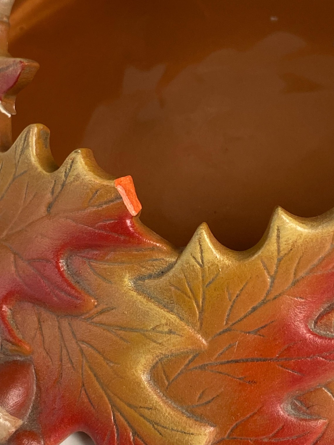 Terracotta Fall Leaves Pattern Centerpiece Console Bowl, 5 Diameter on ...