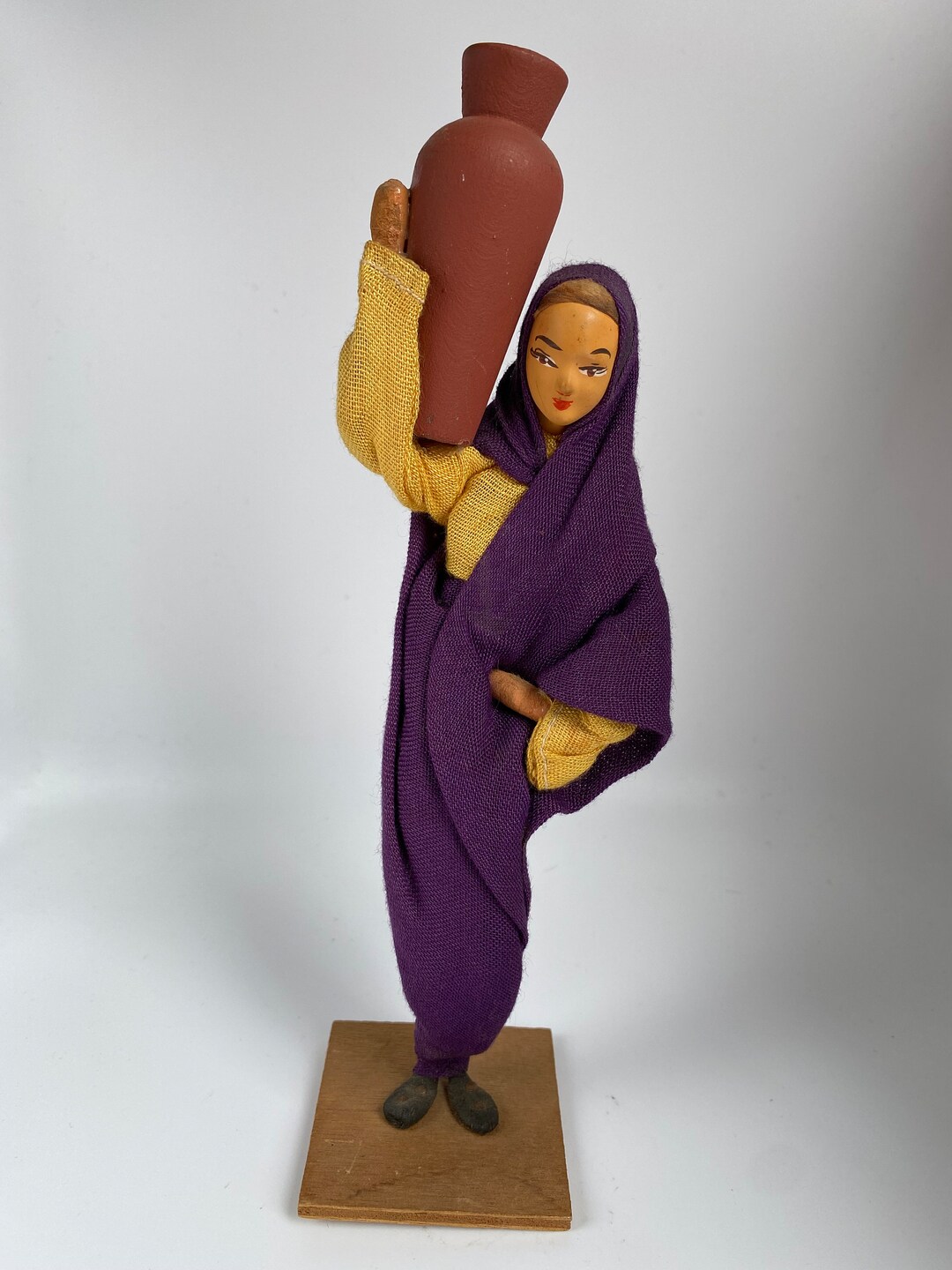 Vintage Woman Carrying Pitcher Figurine, Purple Dress, Made in Israel ...