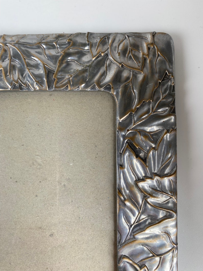 Vintage Burnes Rectangular Raised Leaf Pewter Photo Frame for 4x6 ...