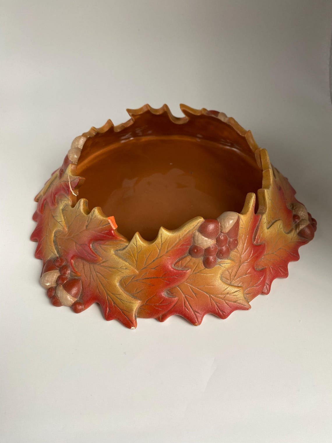Terracotta Fall Leaves Pattern Centerpiece Console Bowl, 5 Diameter on ...