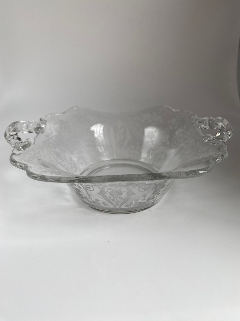 Vintage Cambridge Glass Diane Pattern Floral Bowl With Handles, 6.75x5 ...