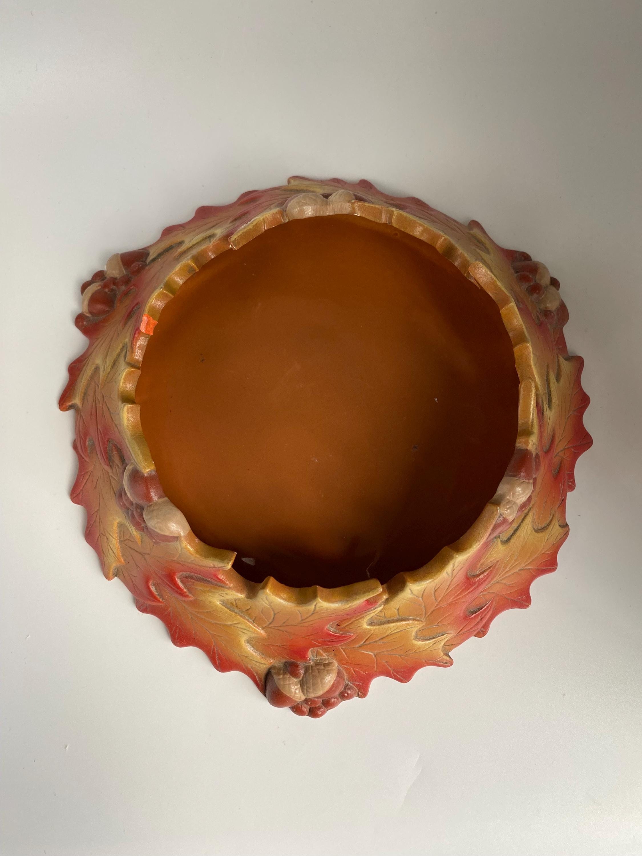 Terracotta Fall Leaves Pattern Centerpiece Console Bowl, 5 Diameter on ...