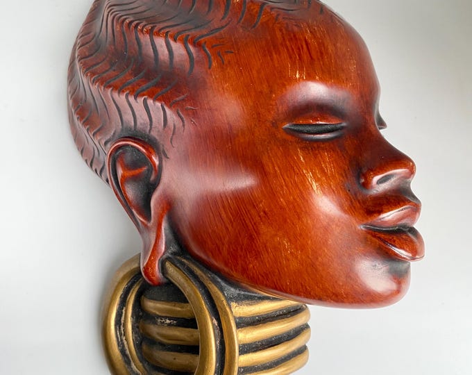 Mid Century Achatit Non Ceramic Composite Material African Woman Mask ...