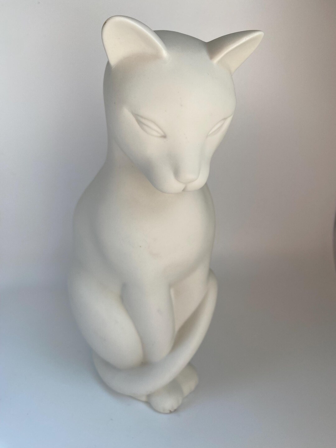 Mid Century Modernism White Cat Sculpture, Special Gift by Crowning Touch Cat Sculpture Figurine ...