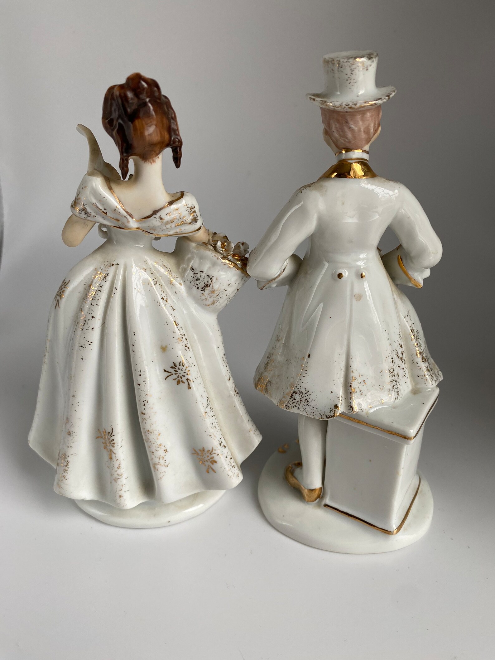 Vintage Lefton China Hand Painted Porcelain Courting Couple Figurines ...
