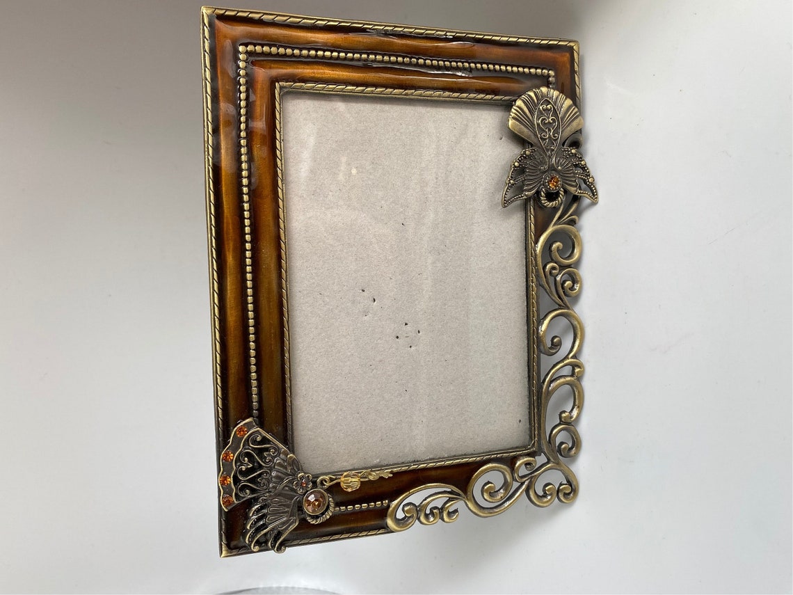 Vintage Brown and Gold Metal Ornate Angel Photo Frame for 3.5x5 Photos ...