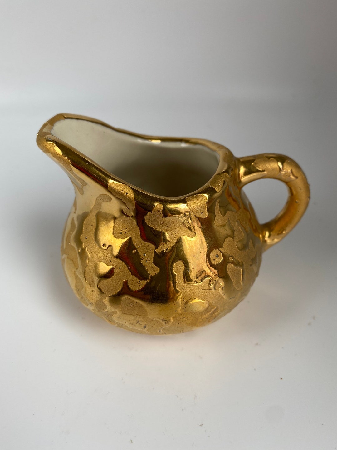Vintage Weeping Gold Creamer, Miniature Creamer, Mid Century Pottery - Etsy