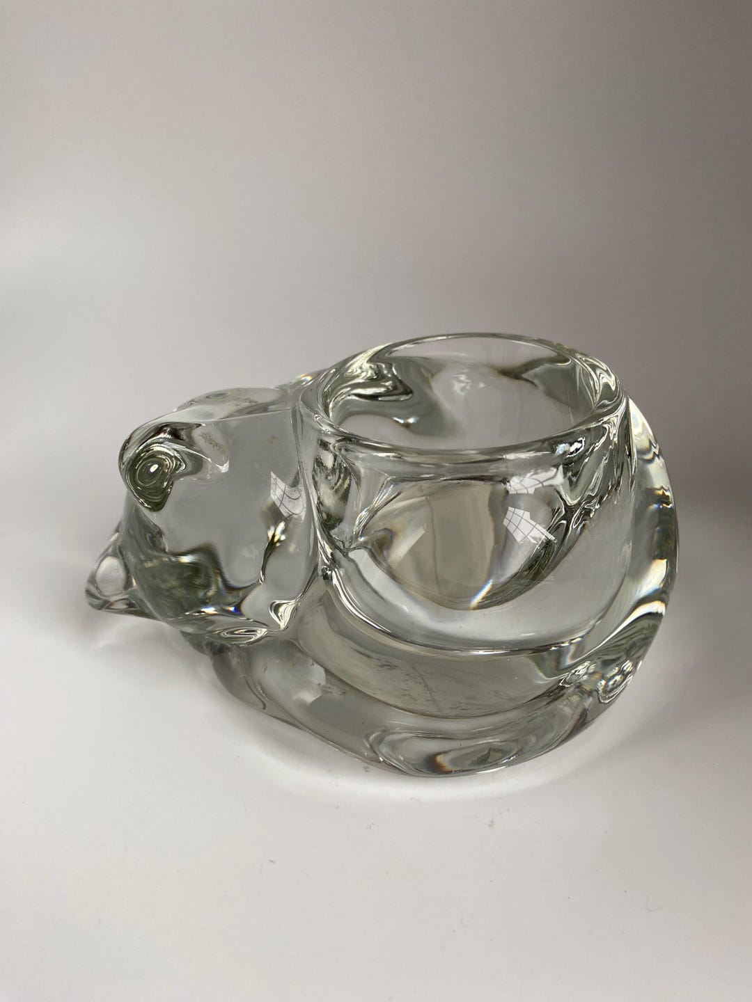 Indiana Glass Crystal Cat Tea Light Holder Votive, 2.5” Tall, 4.75 ...