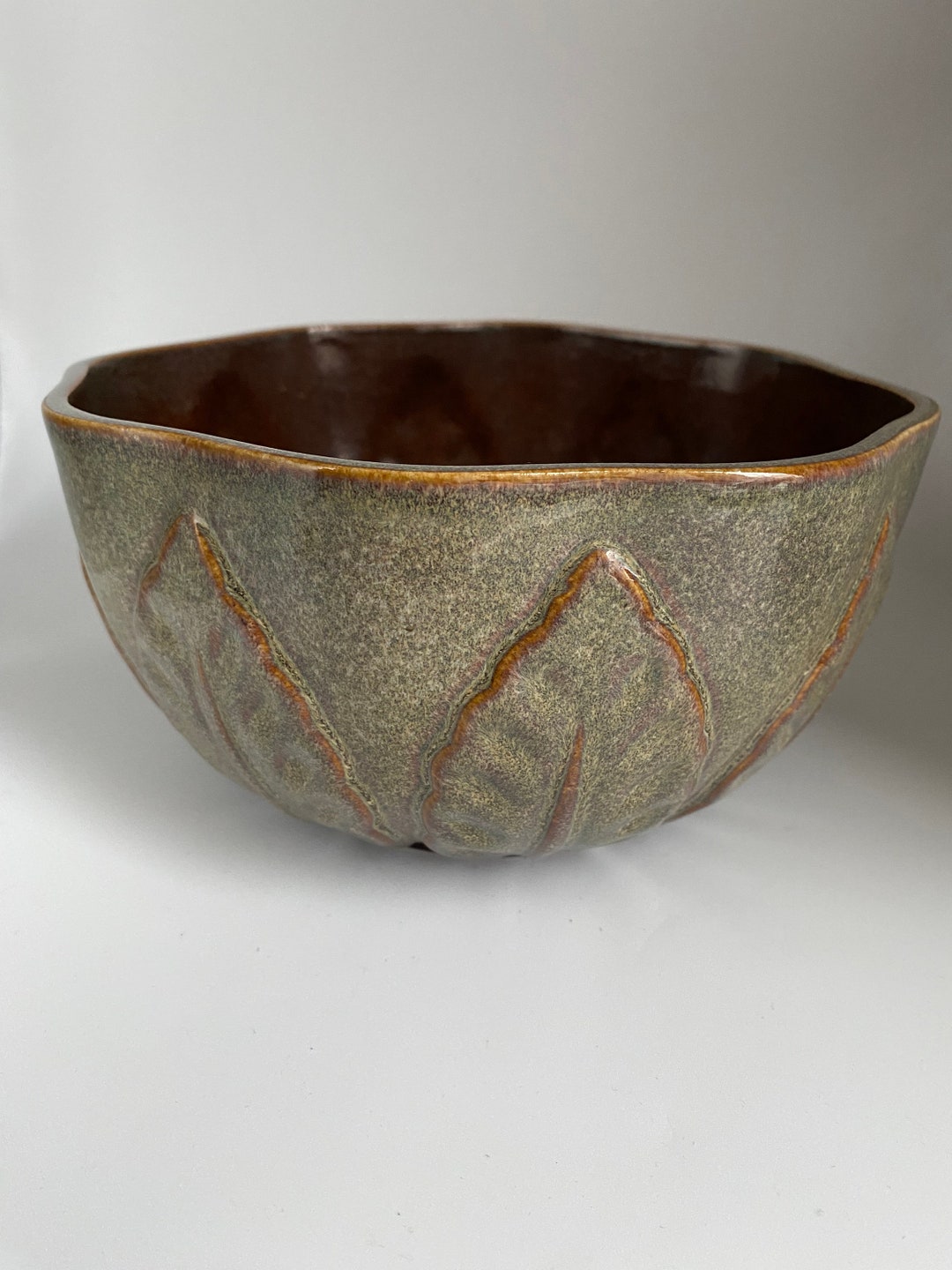Teleflora Gift Stoneware Beautiful Bowl With Leaves Pattern, 4” Tall - Etsy