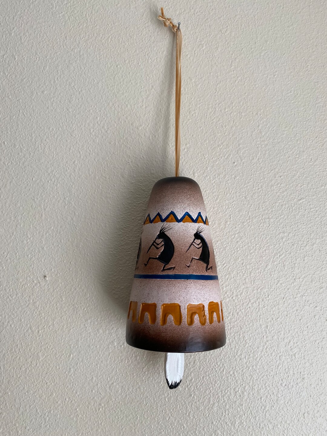 Native American Hand Carved Bell, Wall Hanging Bell Home Decor, 6” Tall ...