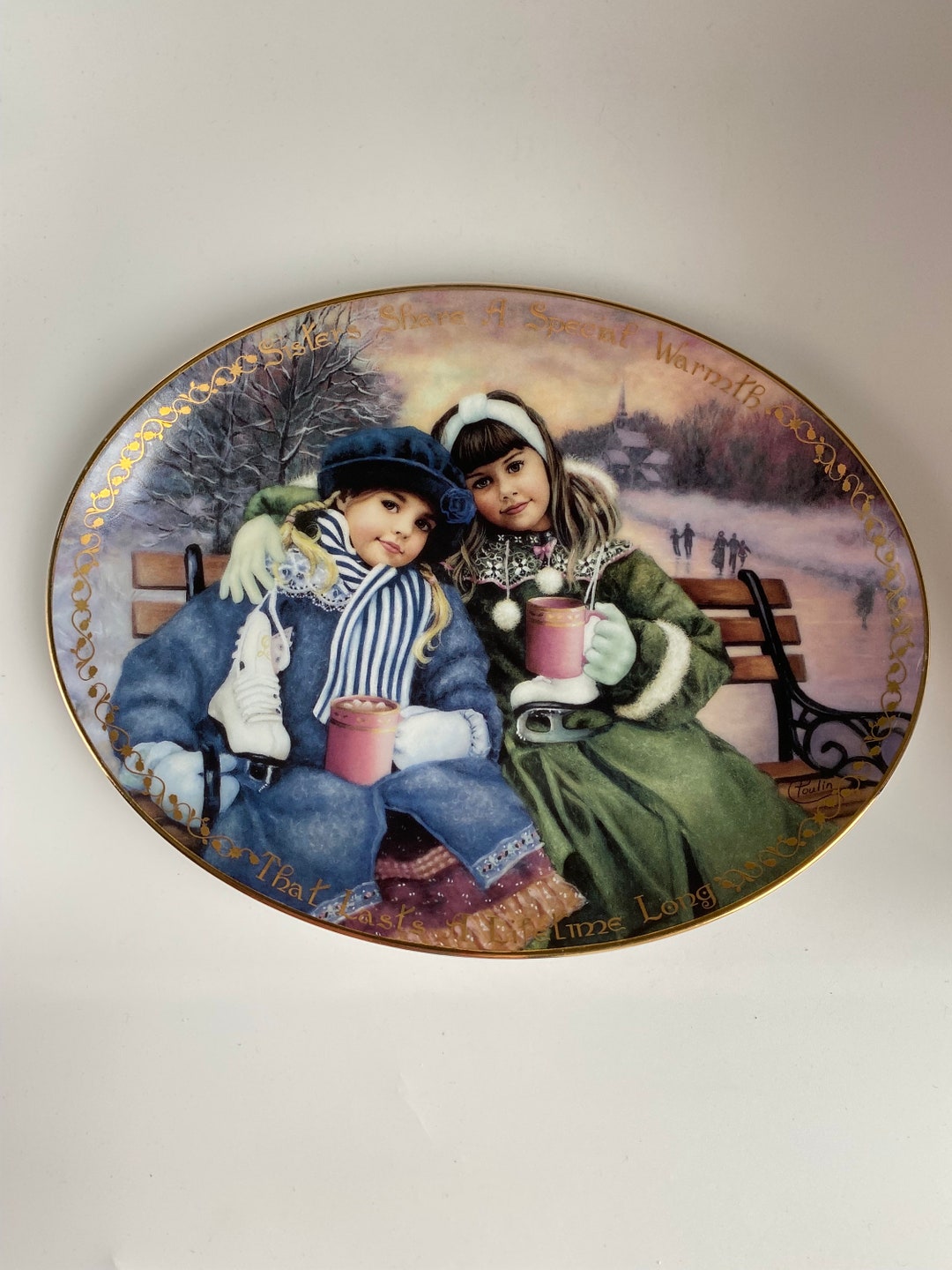 Vintage Chantal Poulin “sisters Share A Special Warmth” Decorative Art ...