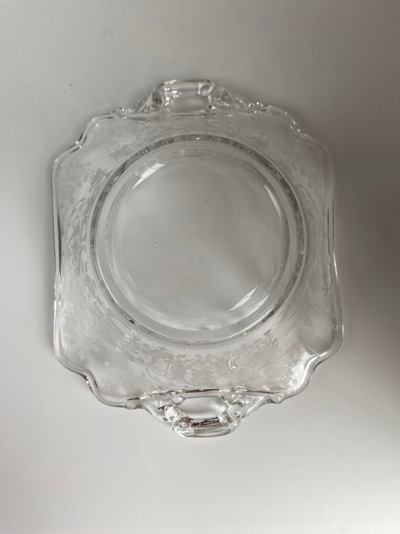 Vintage Cambridge Glass Diane Pattern Floral Bowl With Handles, 6.75x5 ...