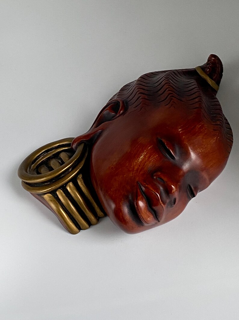 Mid Century Achatit Hand Carved Wooden African Woman Mask Wall Decor, 8 ...
