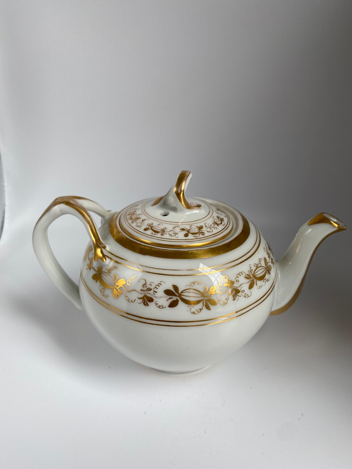 Vintage Porcelain Tea Pot With Gold Leaves Pattern by Gibson, England ...