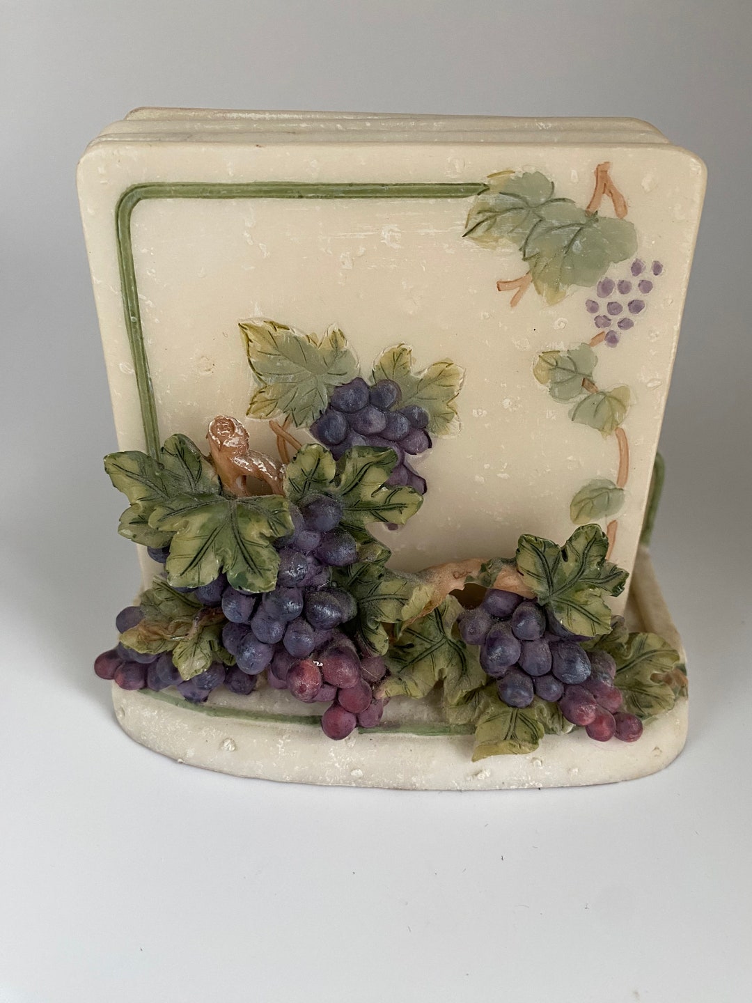 Vintage A Richesco Corporation Hand Painted Grape Vine Square Coaster ...
