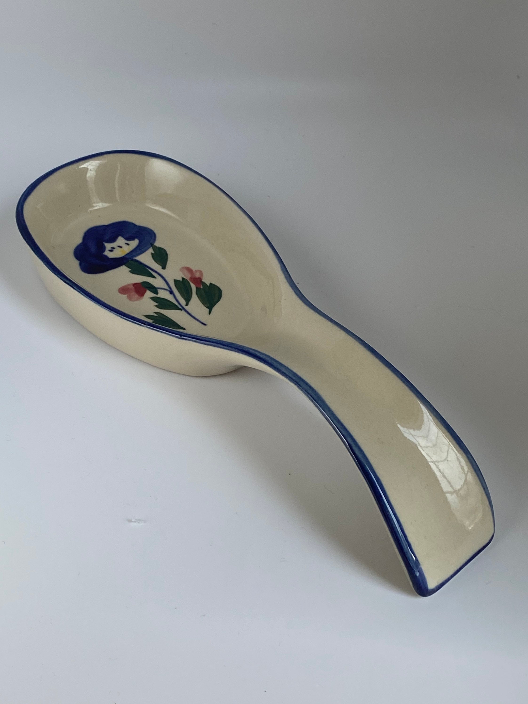 Vintage Designpac Ceramic Hand Painted Spoon Rest, Floral Spoon Rest, 8 ...
