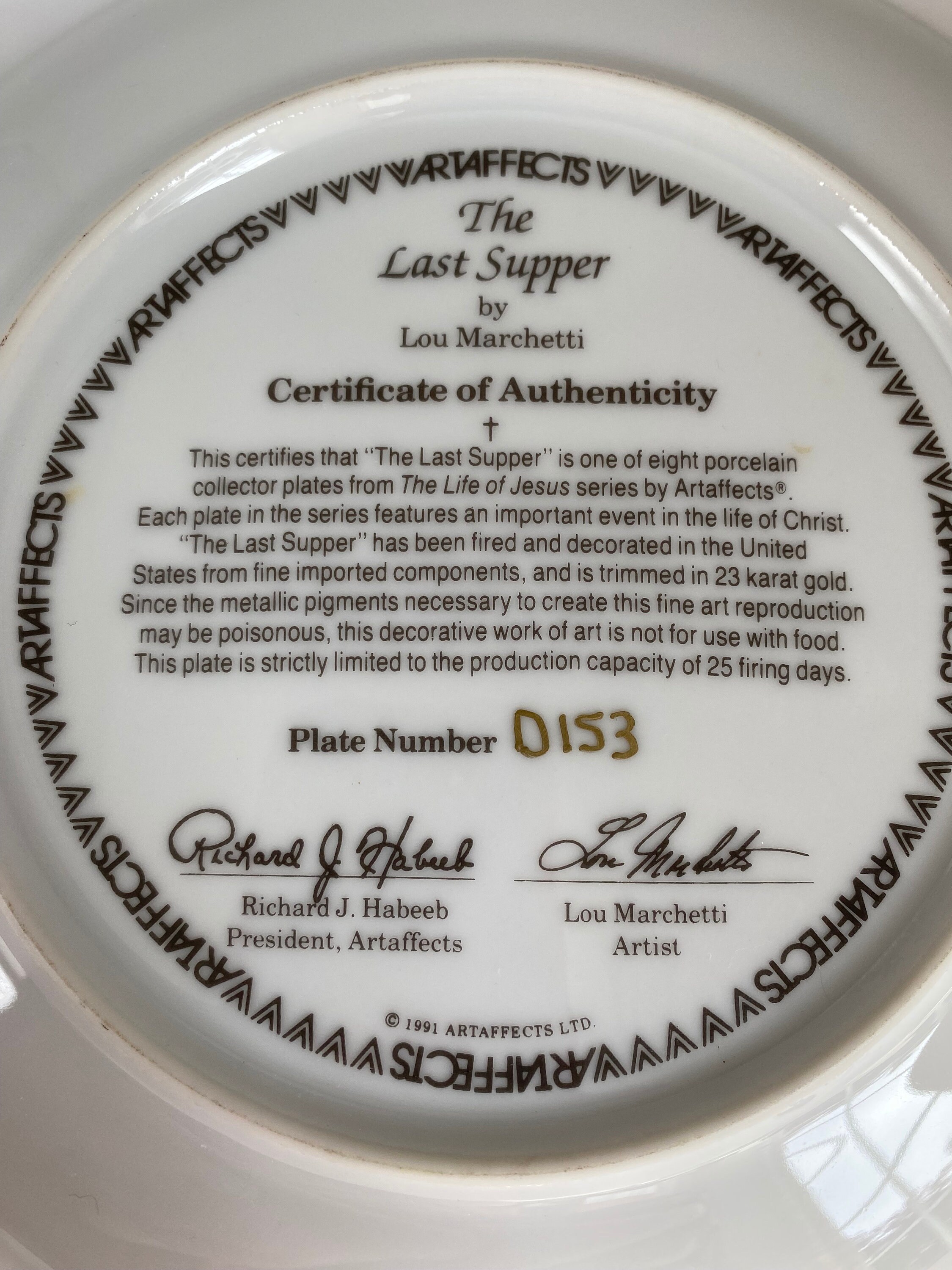 The Last Supper by Lou Marchetti Collectors Plate From the Life of Jesus Series by Artaffects ...