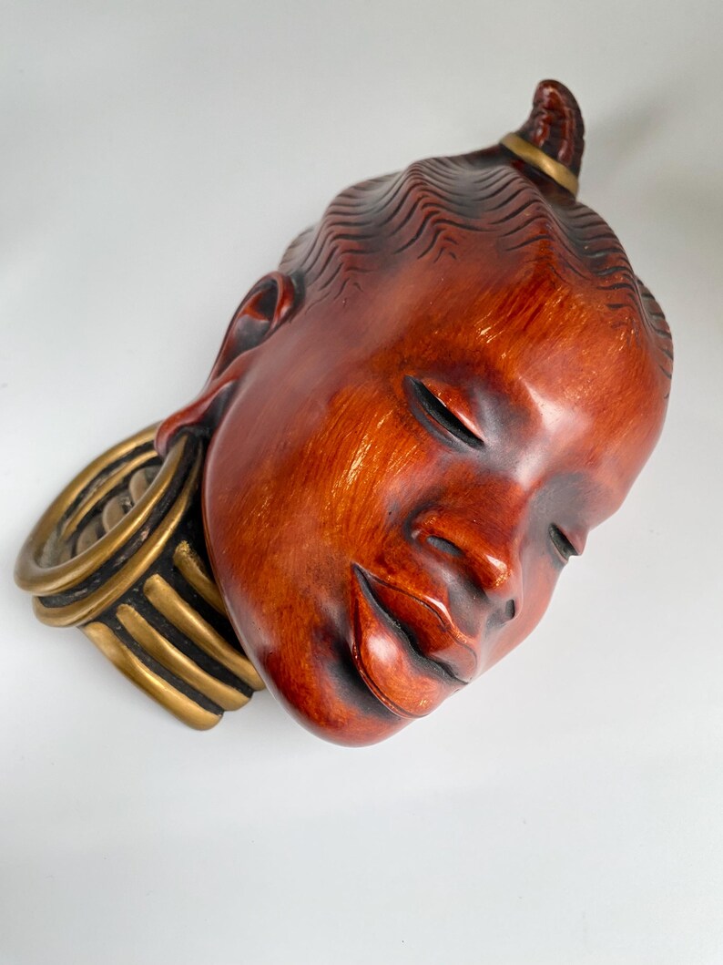Mid Century Achatit Hand Carved Wooden African Woman Mask Wall Decor, 8 ...