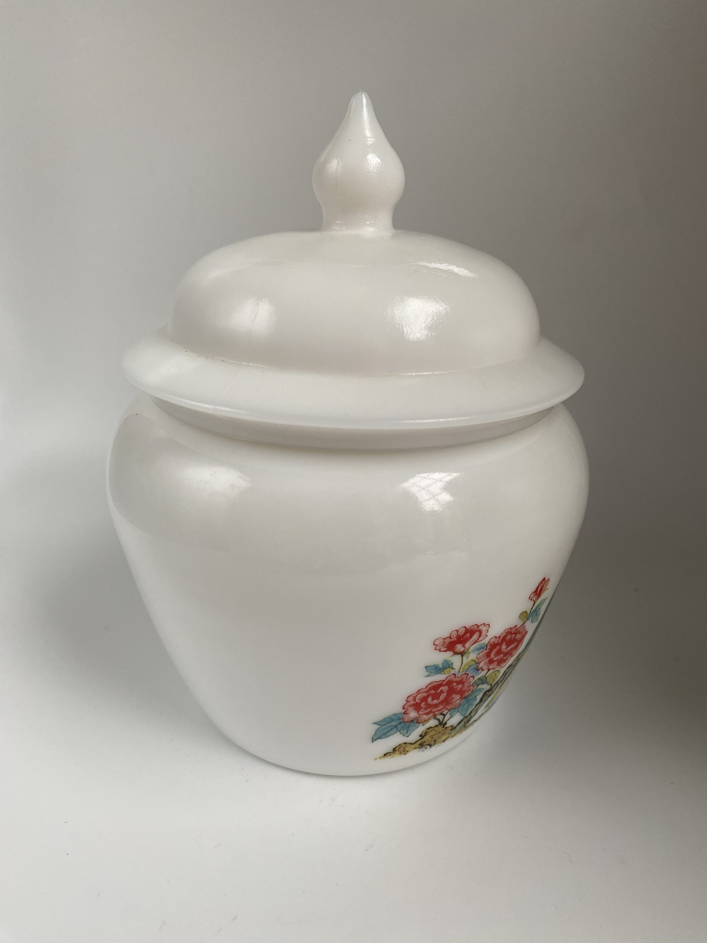 Vintage Avon Milk Glass Ginger Jar With Lid, Goldfinch Bird With ...