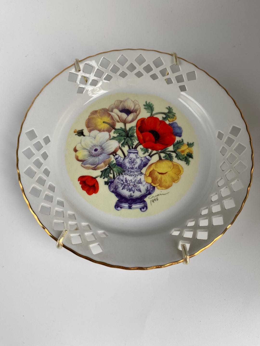 Vintage Apulum Fine Porcelaine Reticulated Hand Painted and Signed ...