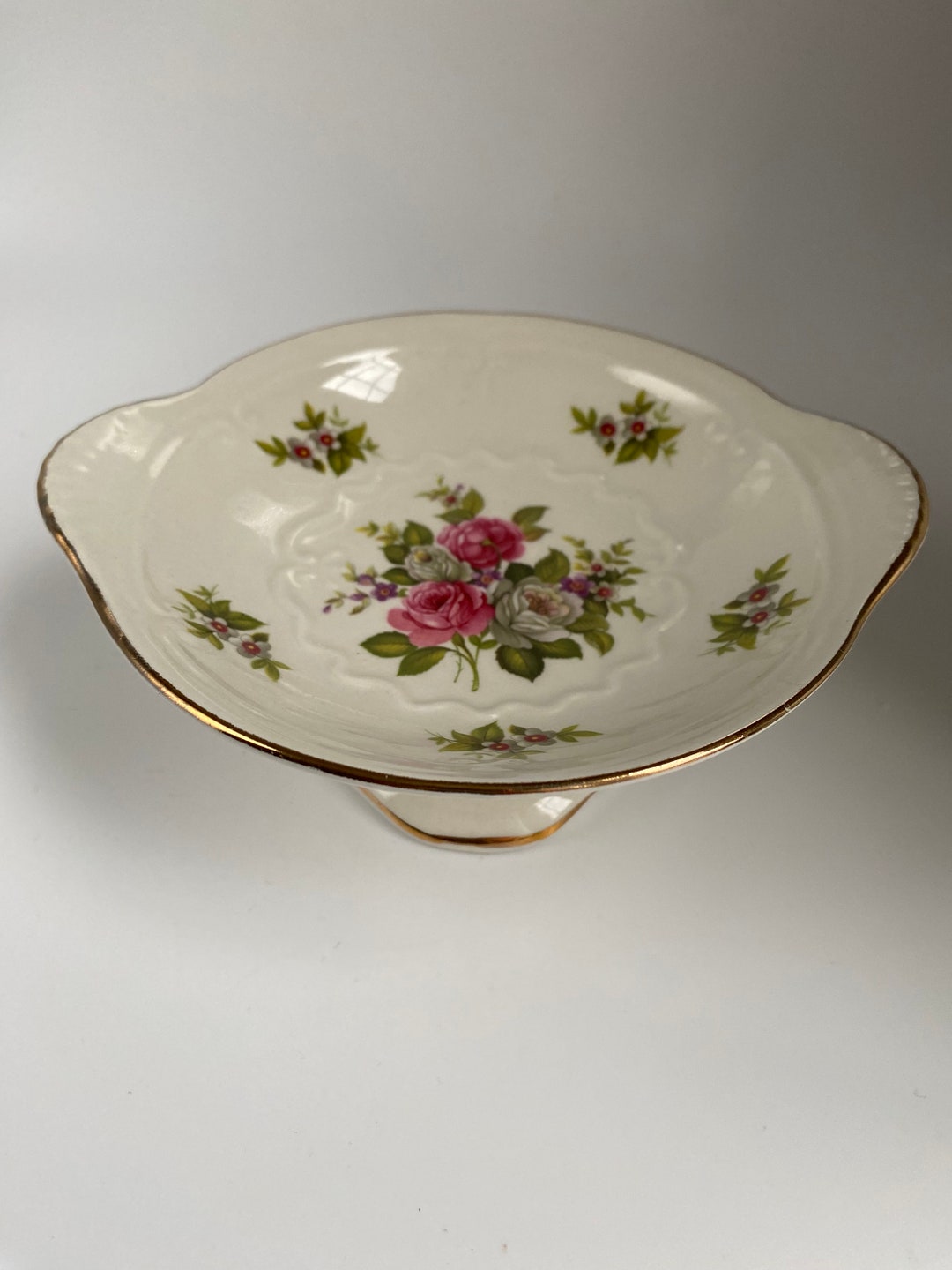Vintage Old Foley Staffordshire Harmony Rose Pattern Candy Dish, Footed ...