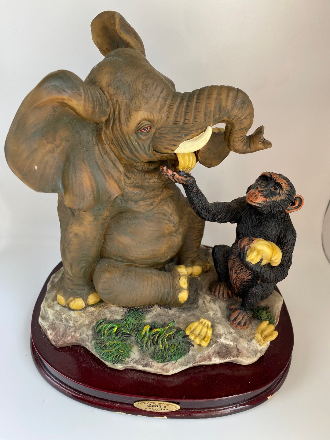 Vintage Rubg’s Collection Monkey Feeding Elephant With Bananas Figurine ...