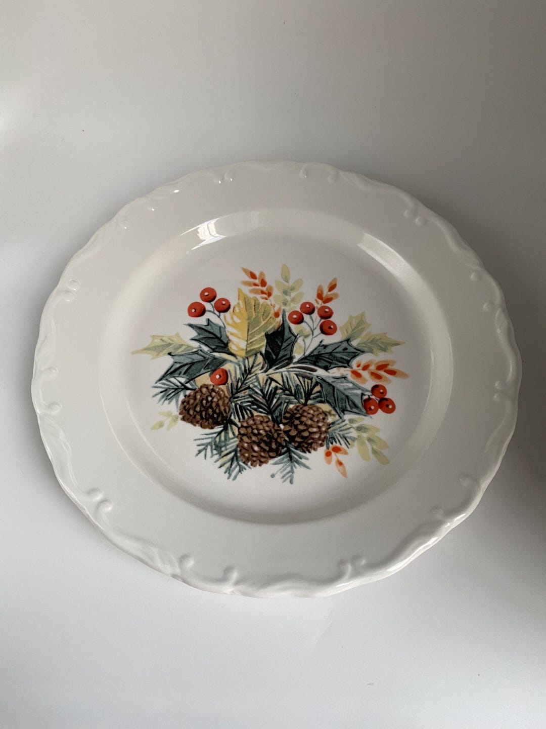 Gibson Houseware China Pine Cone Pattern Plate, 8.6” - Etsy