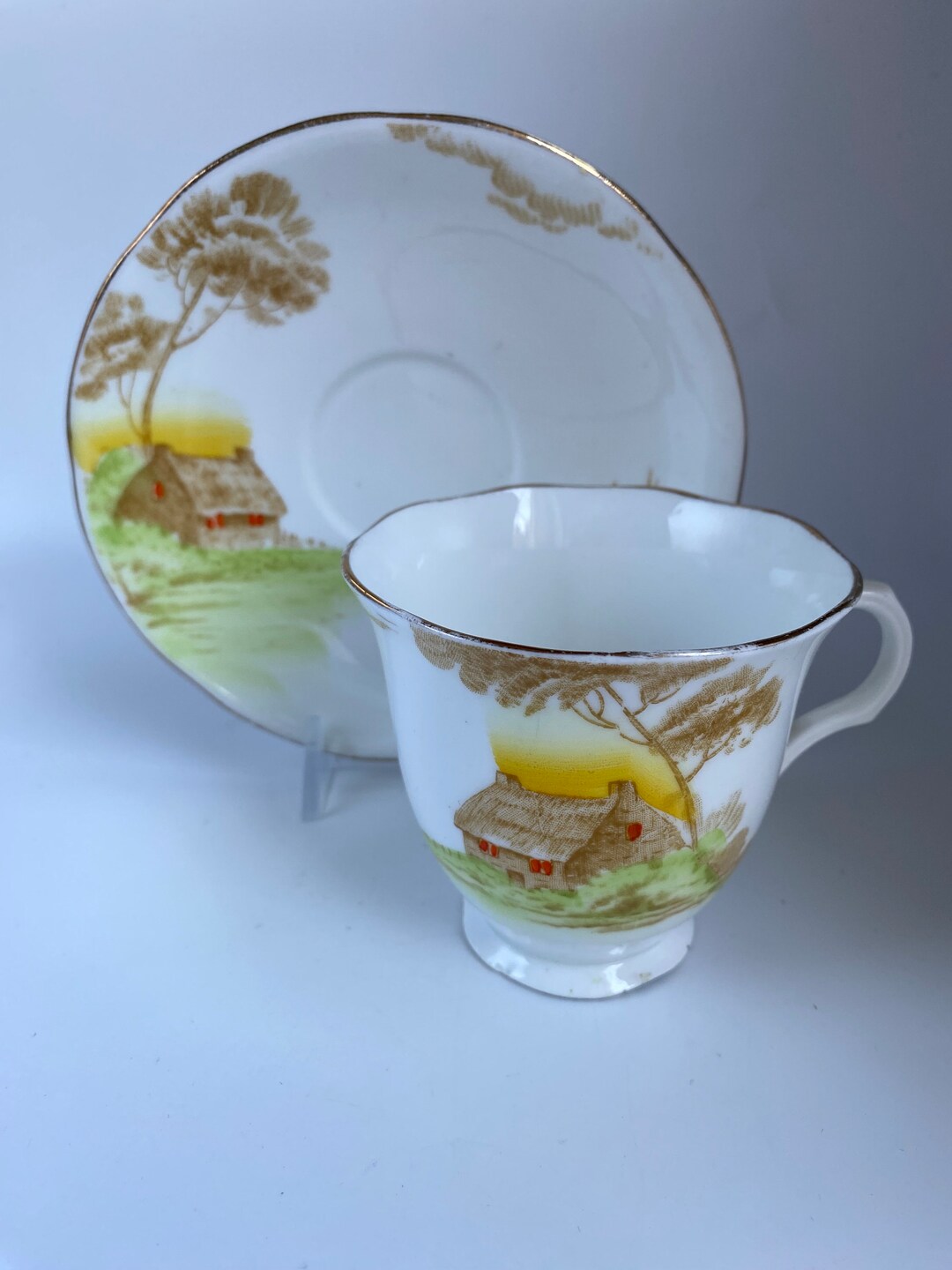 Mid Century Melba Bone China Tea Cup and Saucer Hand Painted - Etsy