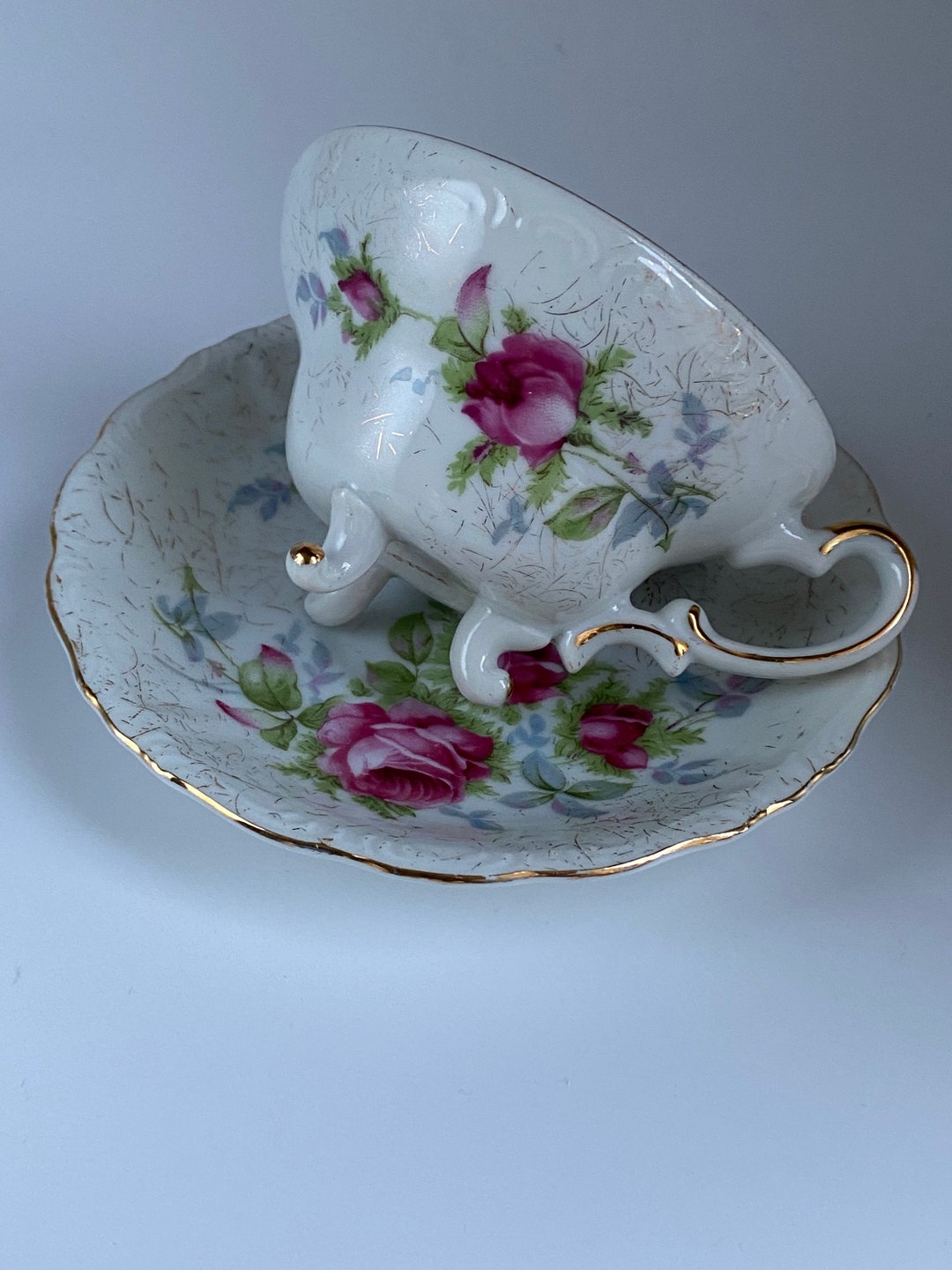 Norcrest Fine China Hand Painted Rose Pattern With Gold Trim - Etsy