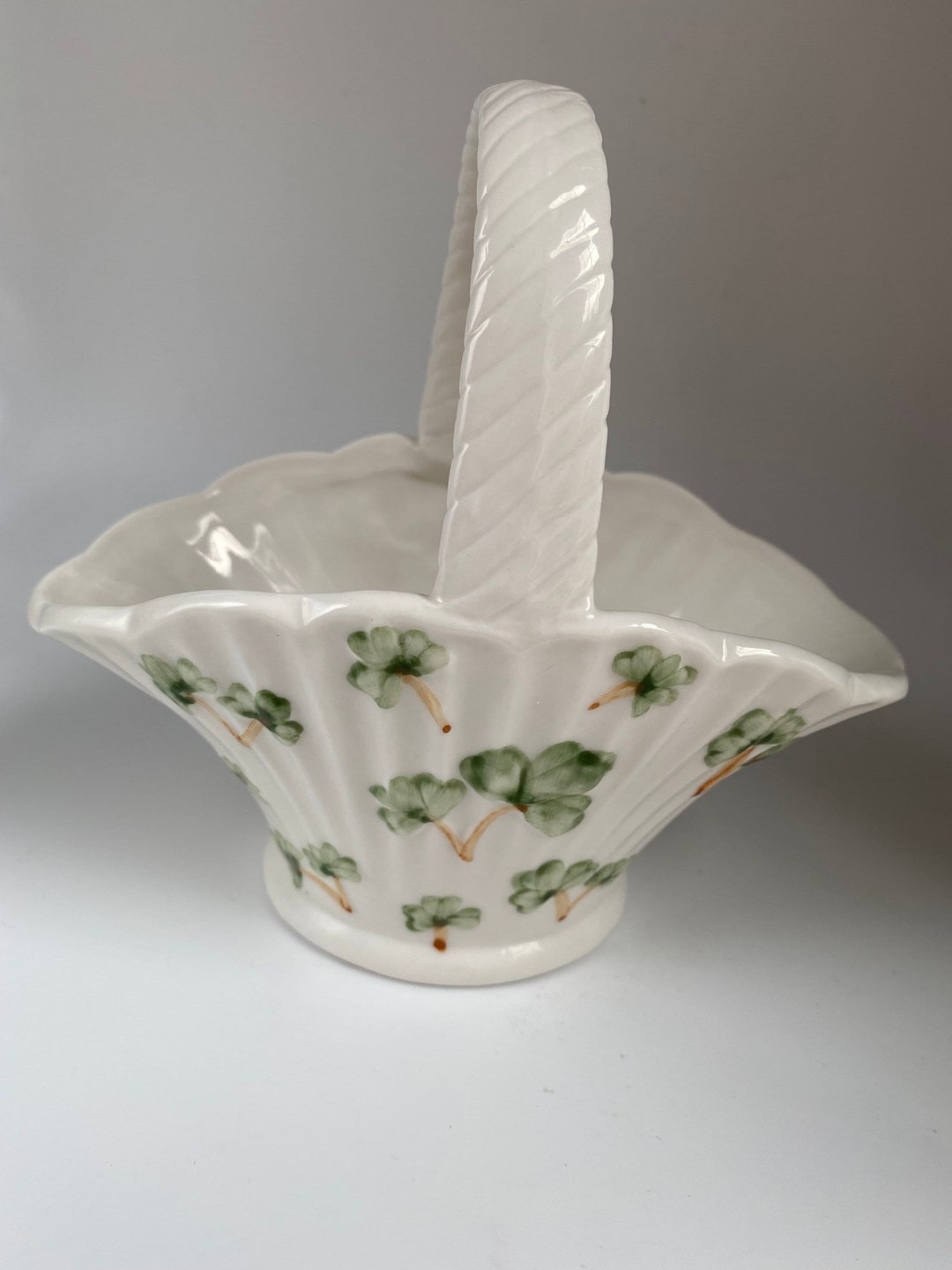 Vintage Shamrock Ceramic Basket Home Decor, Clover Leaves Pattern Candy ...