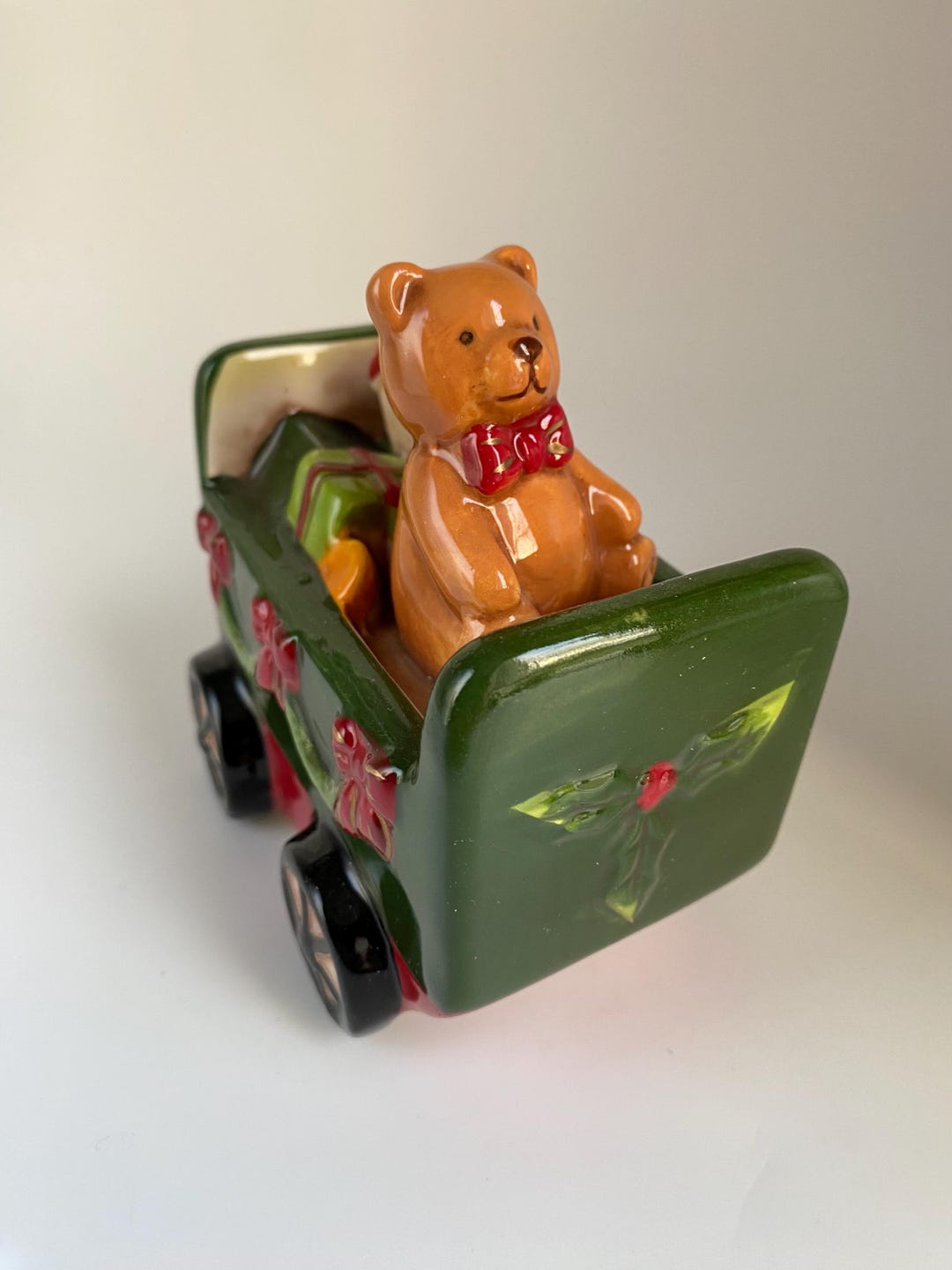 Transpac Tii Collection Teddy Bear on Train Home Decor, 4.5”x4.5”x2.75 ...