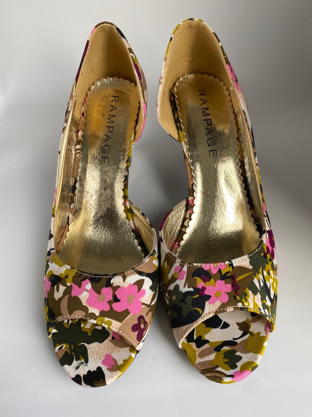 Rampage Kissy Floral Peep Toe Wedge Sandals, Multicolor, Size 7, Fabric ...