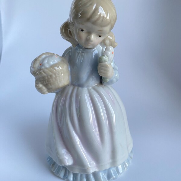 Porcelain Girl With Flower Basket Figurine - Etsy