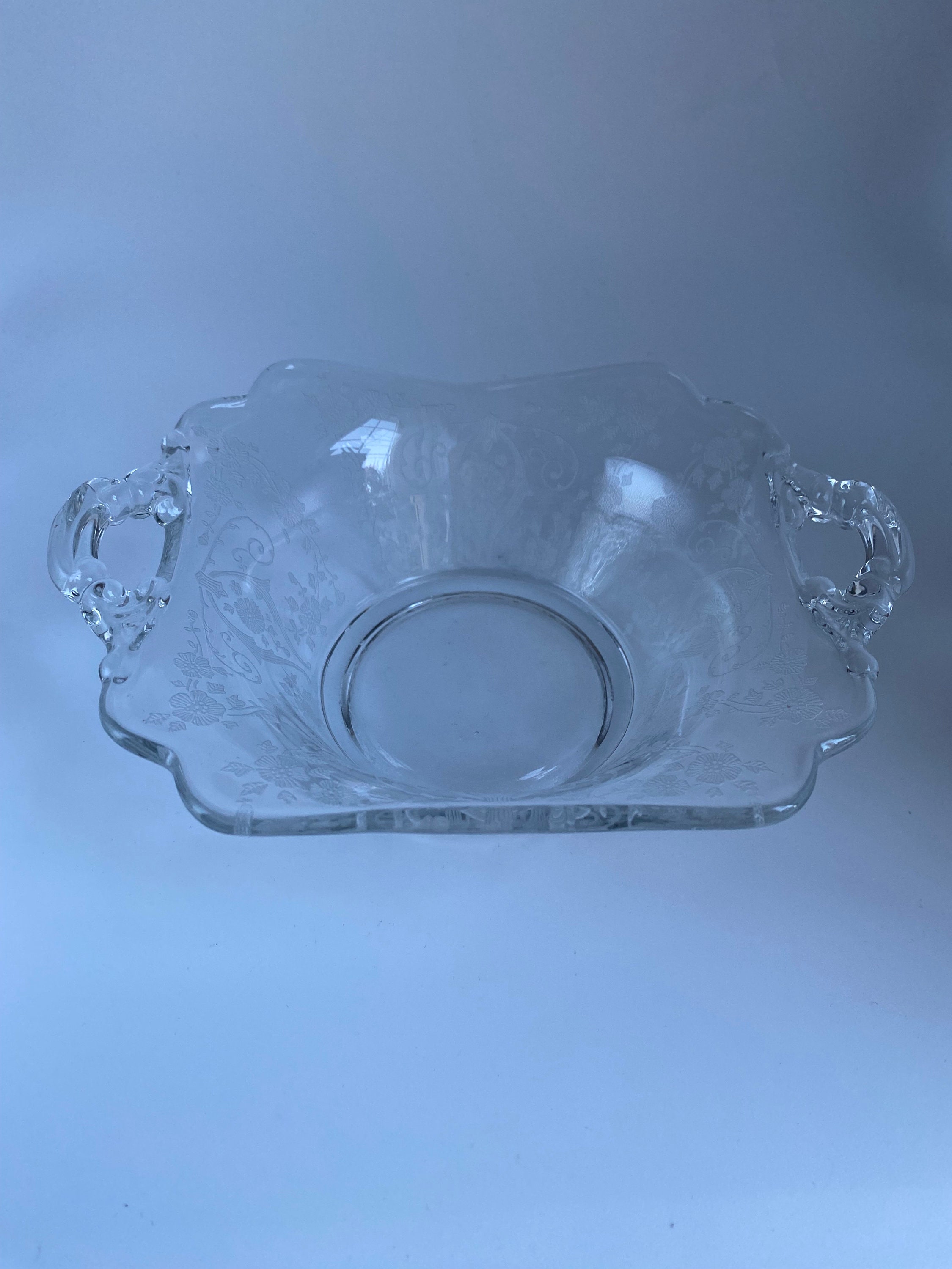 Vintage Cambridge Glass Diane Pattern Clear Bowl With Handles, 6.75x5 ...