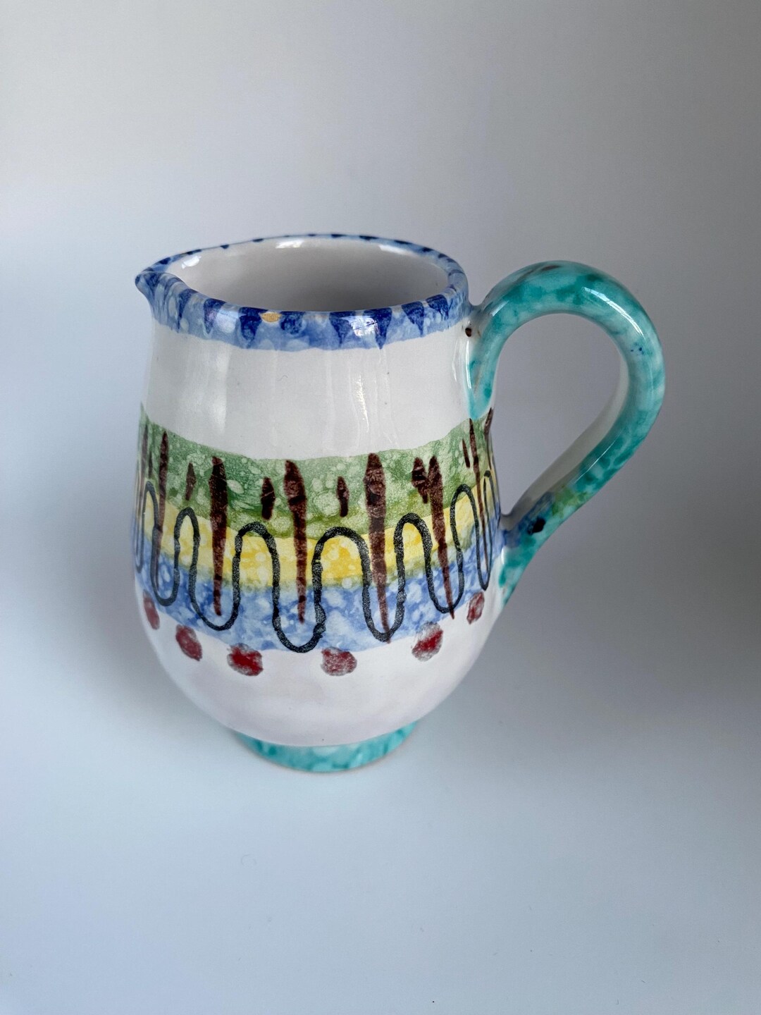 Vintage Miniature Deruta Hand Painted Pitcher, 3.75” Tall, Made in ...