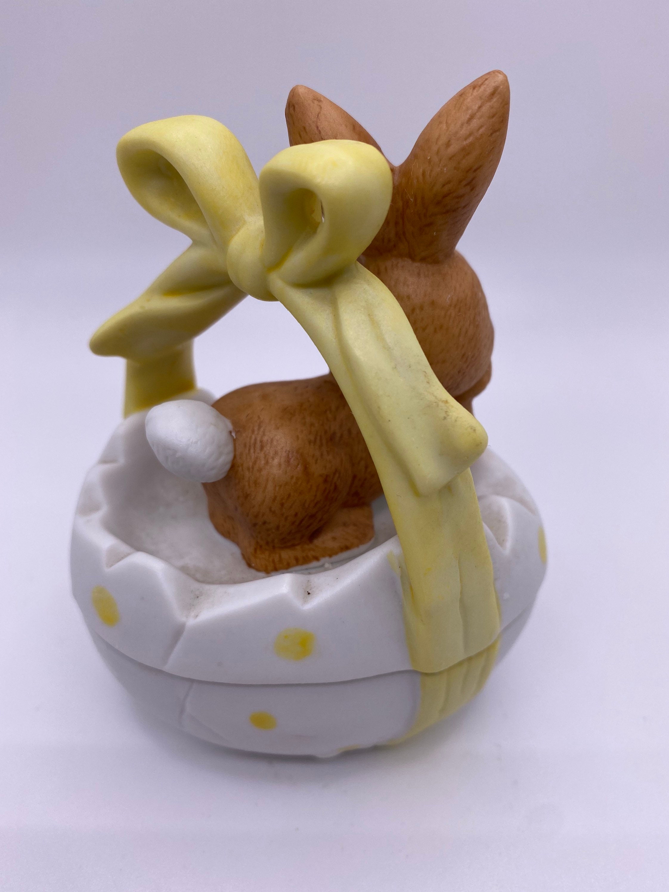 Lefton China Easter Bunny on an Egg Trinket Dish Hand-painted - Etsy