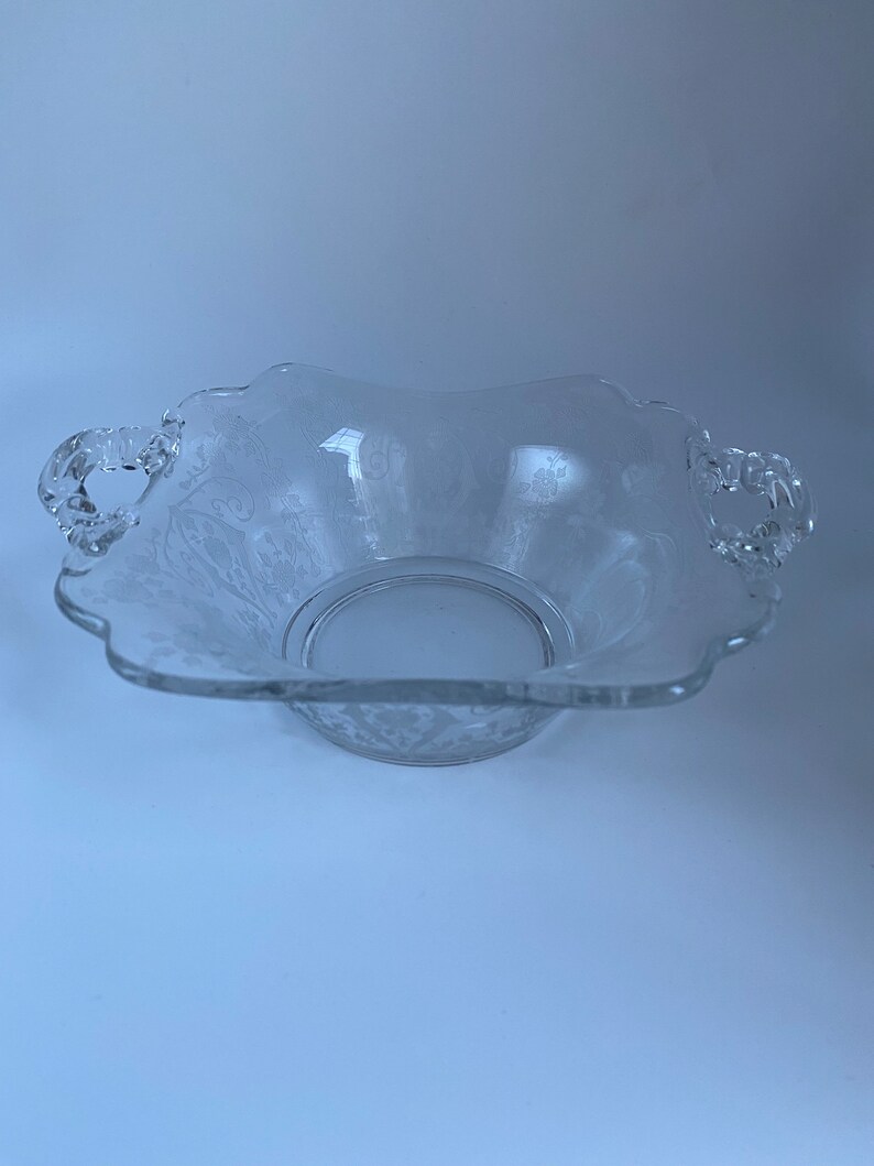 Vintage Cambridge Glass Diane Pattern Clear Bowl With Handles, 6.75x5 ...