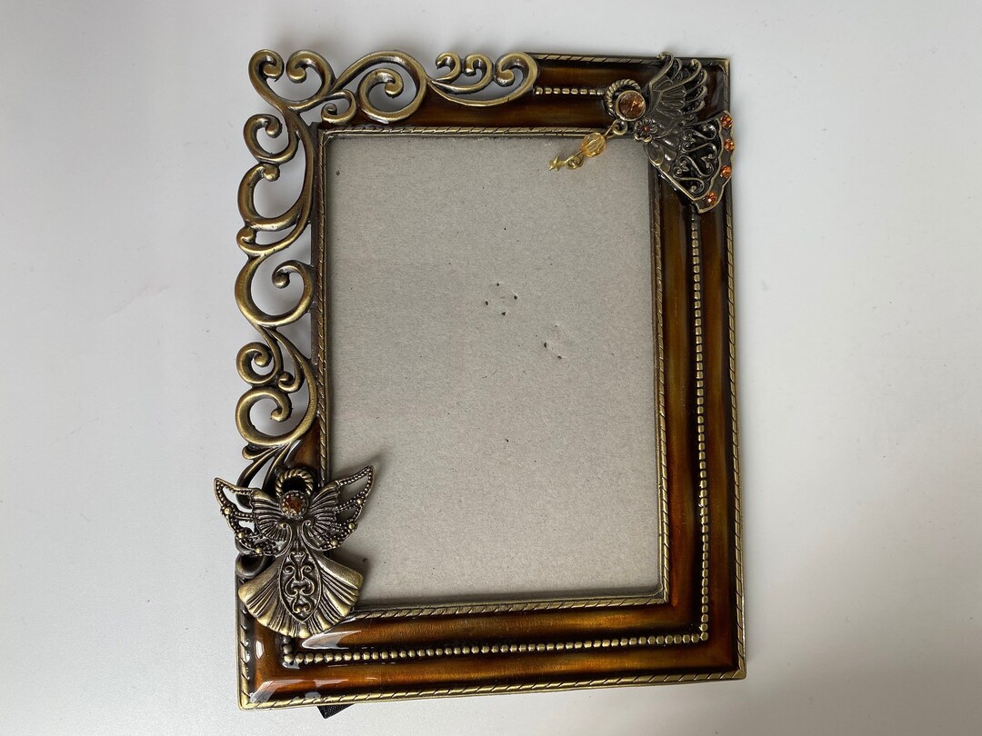 Vintage Brown and Gold Metal Ornate Angel Photo Frame for 3.5x5 Photos ...