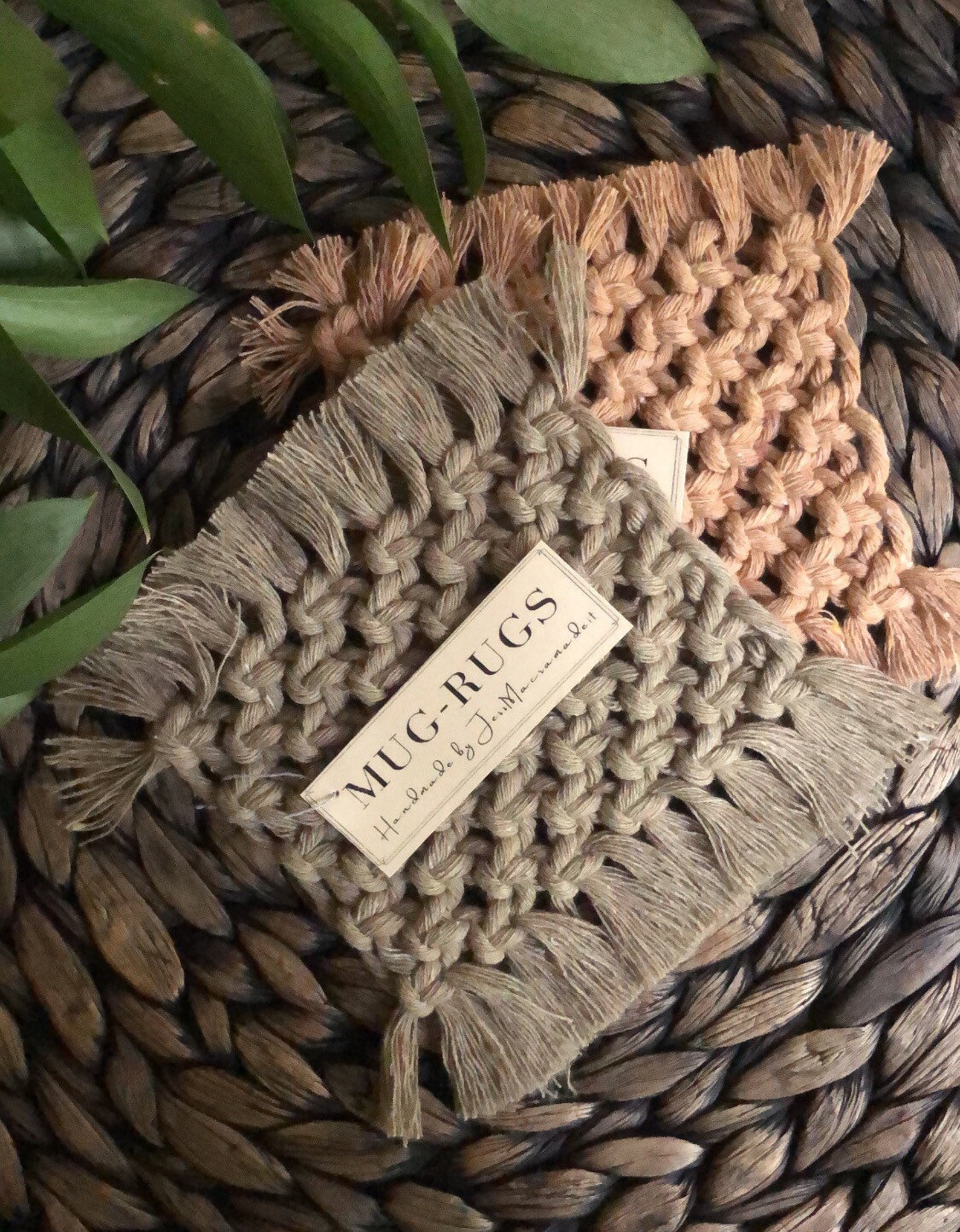 Macrame Coaster Set of 2 Mug-rug Set Macrame Mug-rug Boho - Etsy