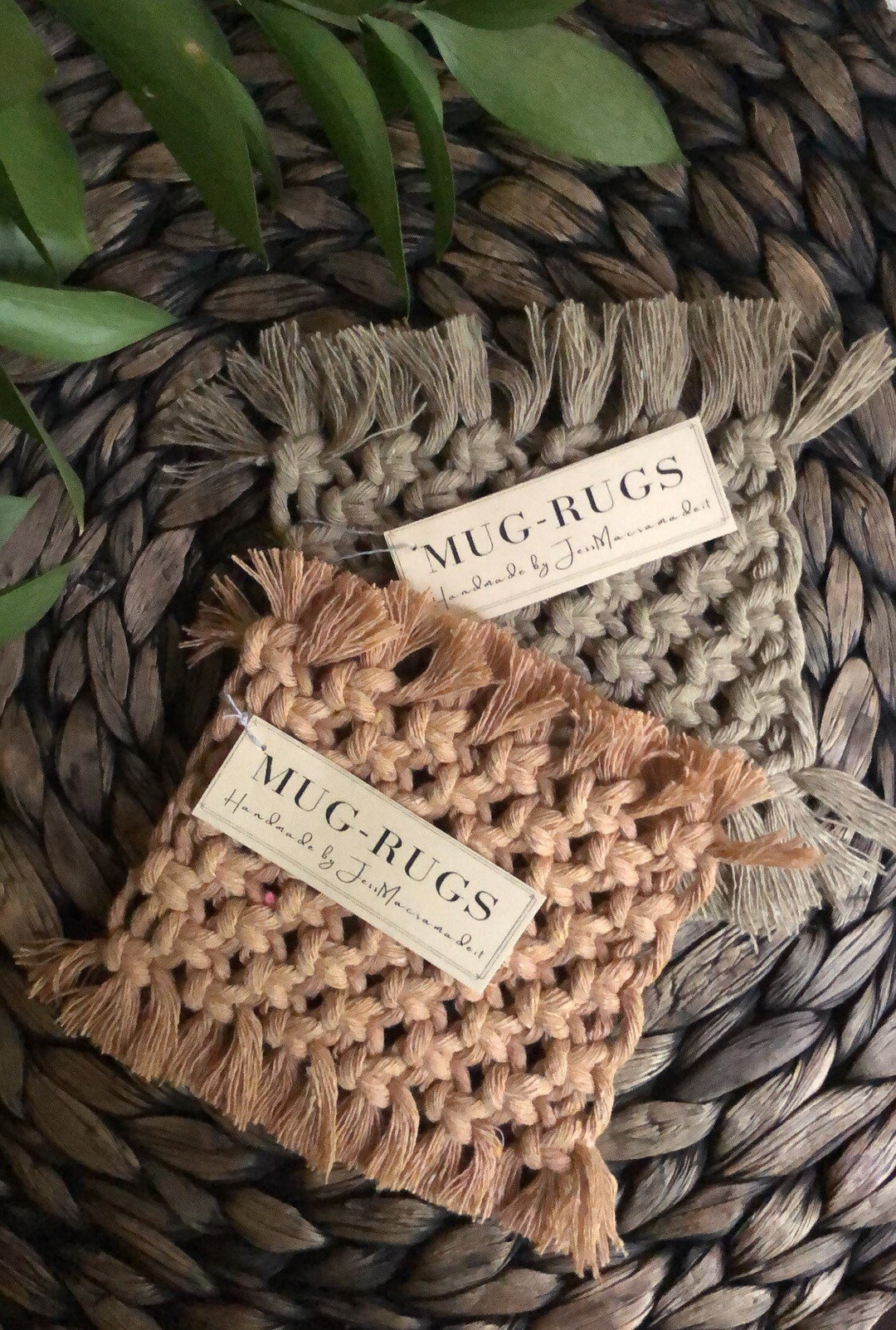 Macrame Coaster Set of 2 Mug-rug Set Macrame Mug-rug Boho - Etsy