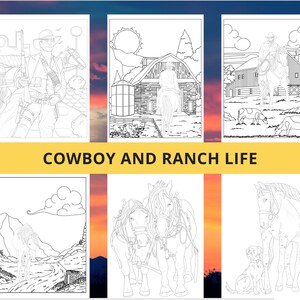Cowboy Coloring Book/printable Coloring Pages/ Ranch, Rodeo Cowboy and ...