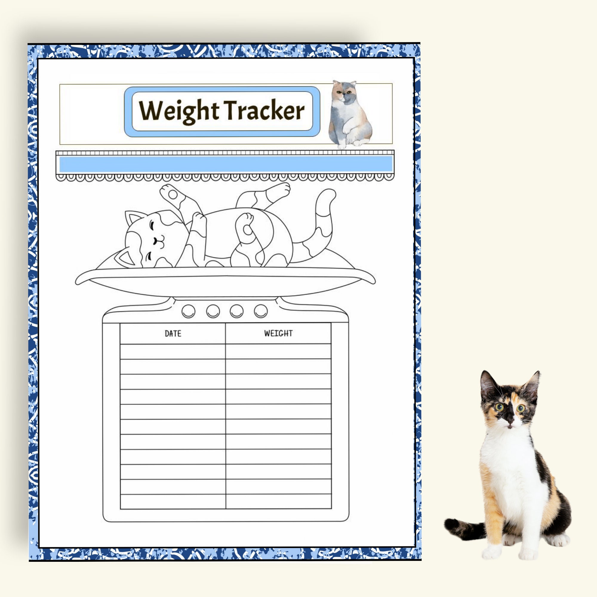Weight Tracker BLUE Weight Tracker for Cats and Kittens Digital ...