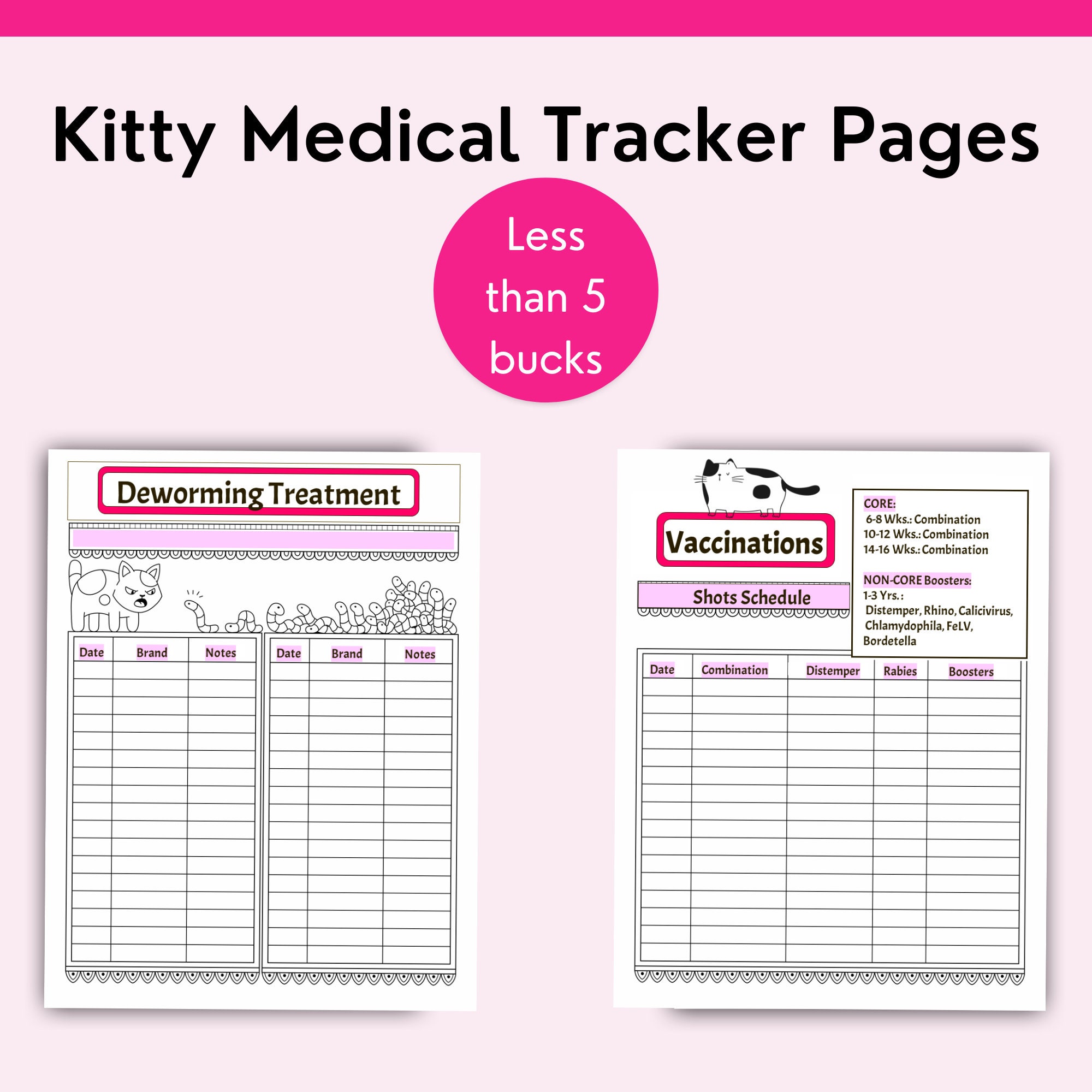 Kitten Health Pages/deworming and Vaccination/kitten Medical Records ...