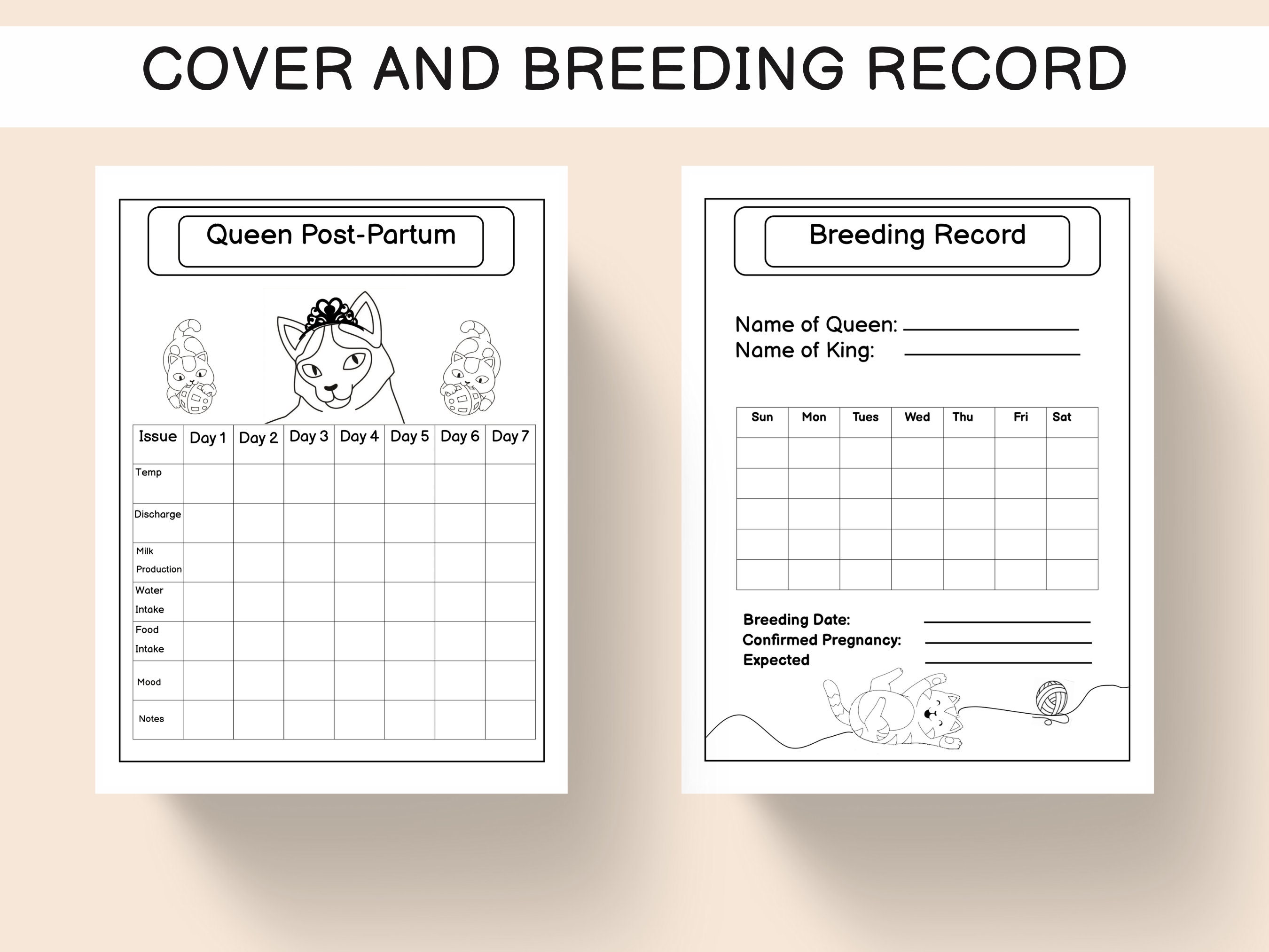 Cat Breeder Forms for Cat Breeders/pdf/kitten Breeder Planner/litter ...