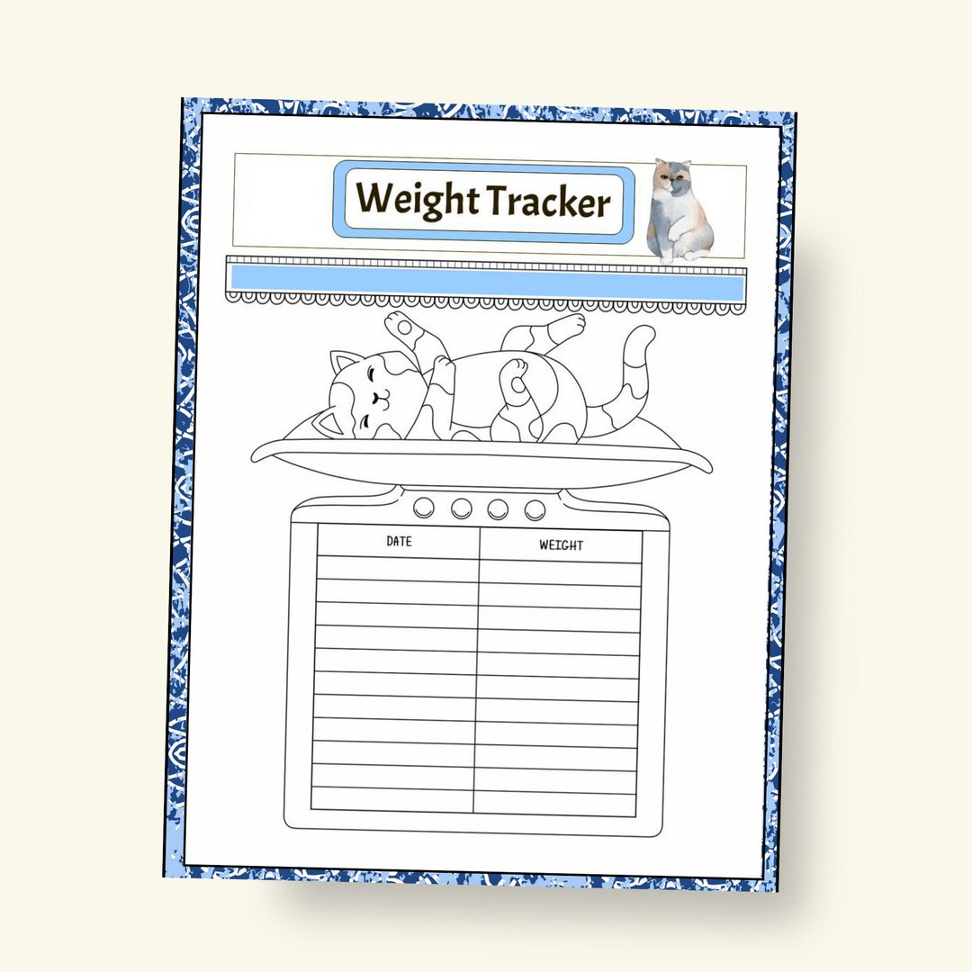 Weight Tracker BLUE Weight Tracker for Cats and Kittens Digital ...