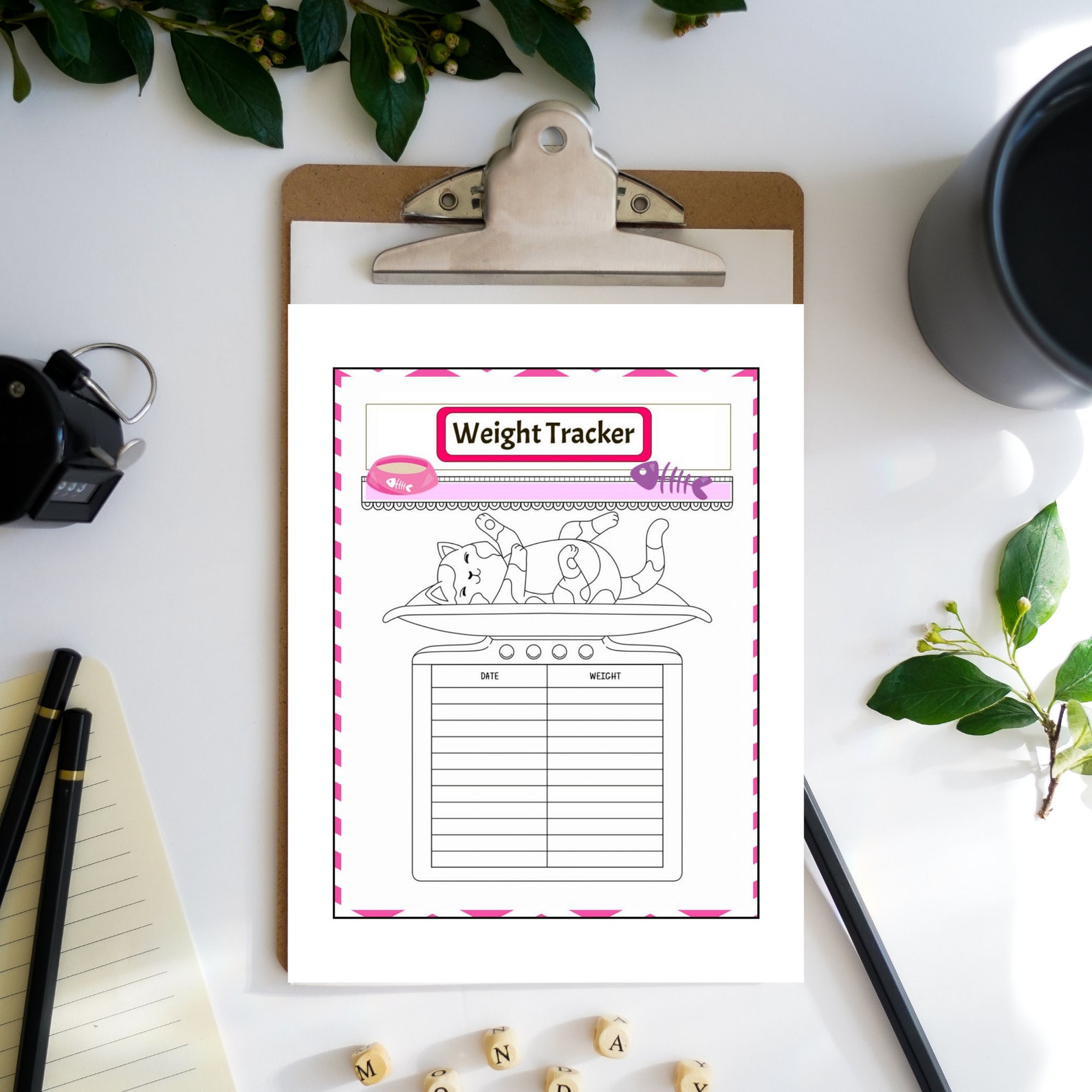 Weight Tracker/kitten Care/kitten Binder Page/printable Planner Weight ...