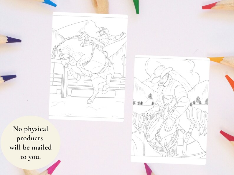 Cowboy Coloring Book/printable Coloring Pages/ Ranch, Rodeo Cowboy and ...